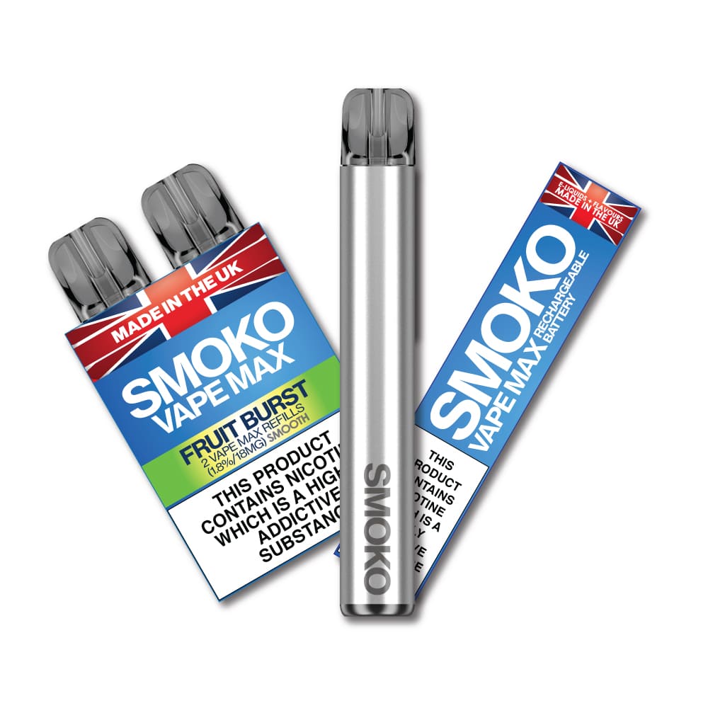 VAPE MAX STARTER KIT + 1 PACK FRUIT BURST 1.8% SMOOTH VAPE MAX REFILLS